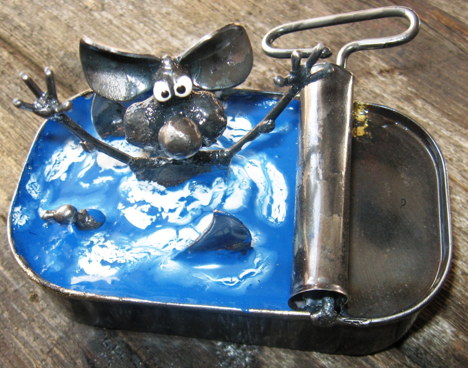 Mouse in Sardine Tin Bath With Circling Sharks - Etsy
