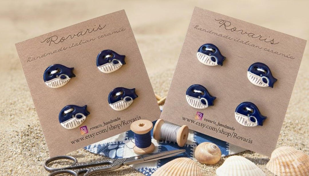 Whale Ceramic Buttons Card - Etsy