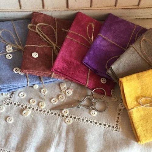 32 Count BRICK POWDER Hand Dyed Linen for Cross Stitch | Etsy