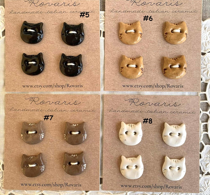 Cat Ceramic Buttons - Etsy