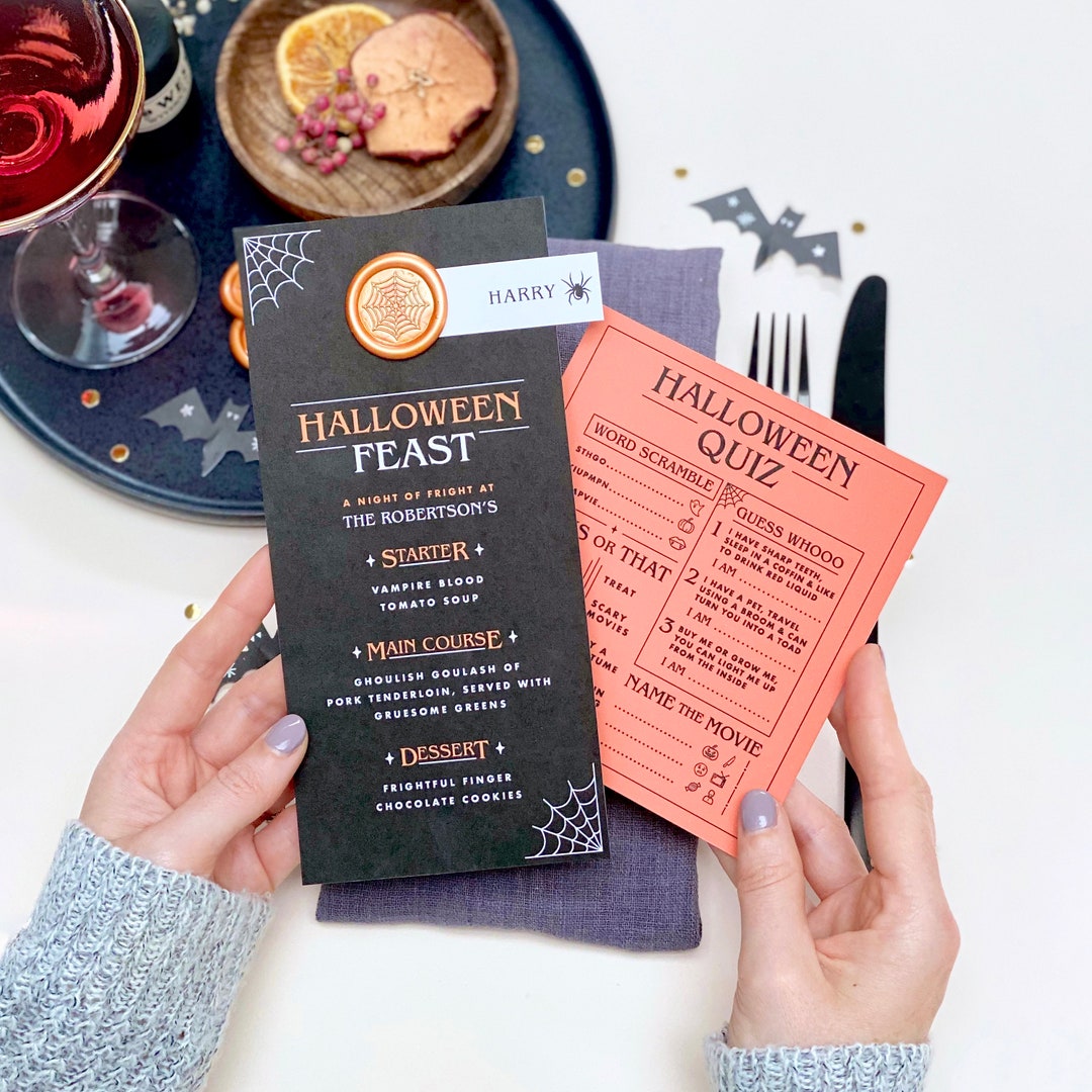Halloween Table Menu and Optional Spooky Quiz Card | Halloween ...