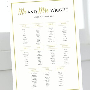 Modern Gold Table Plan | Gold Wedding, Modern Wedding, Table Plan ...