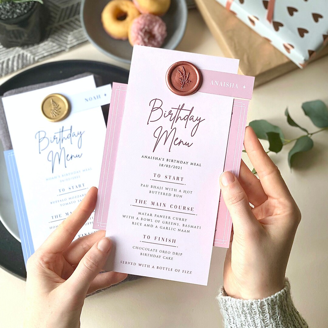 Birthday Menu With Fun Quiz Card | Birthday Quiz Card, Birthday Table ...