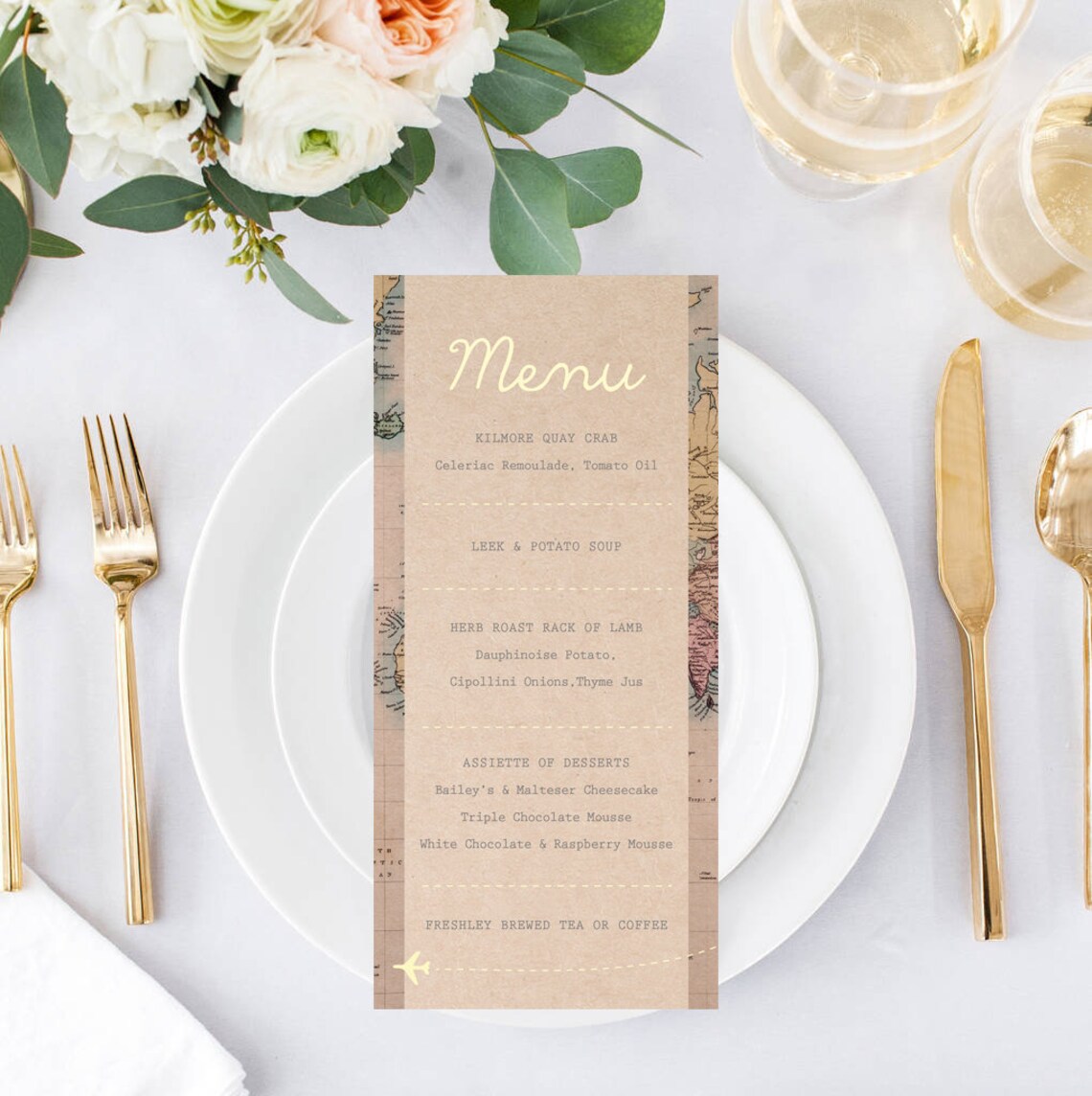 Vintage Map Wedding Menu | Travel Themed Wedding, Abroad Wedding ...