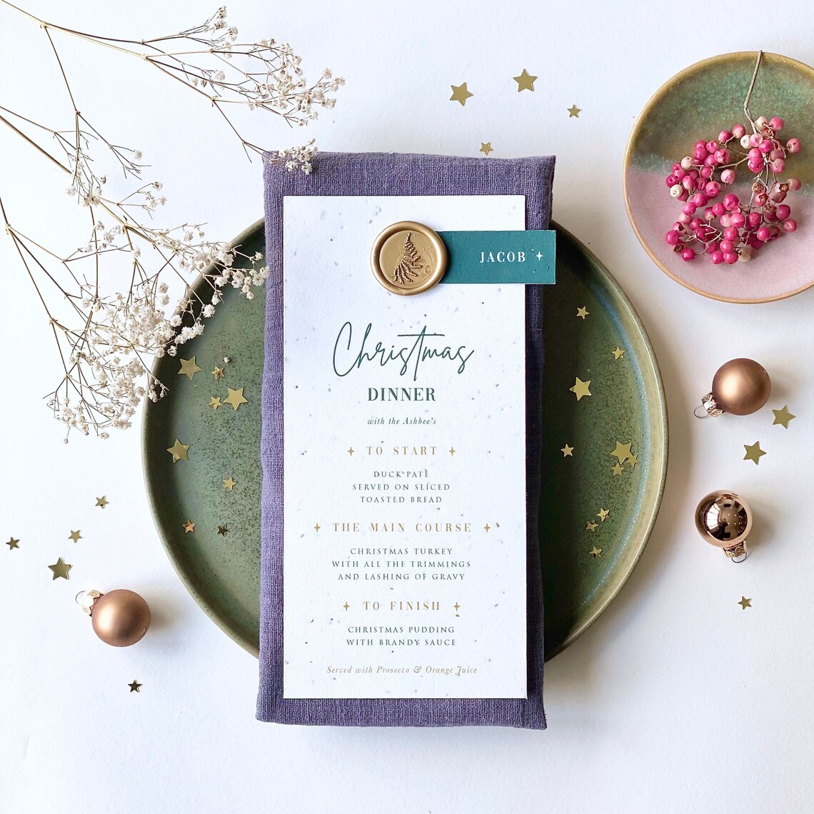 Eco Friendly Christmas Menu With Plantable Seed Paper | Christmas Menu ...