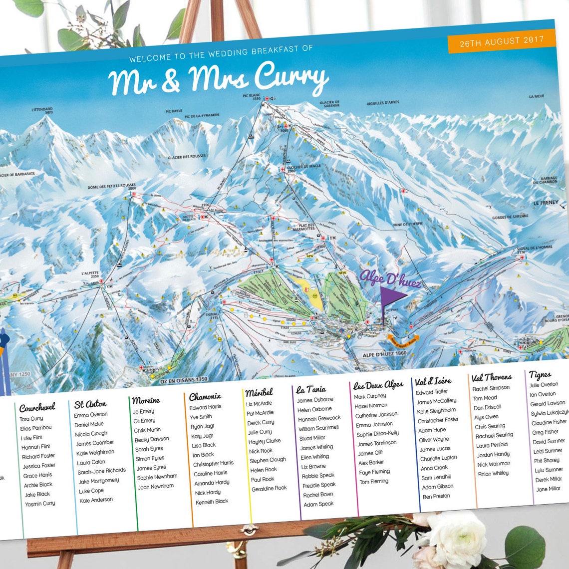 Ski Table Plan Ski Themed Wedding Couples Who Love Skiing | Etsy