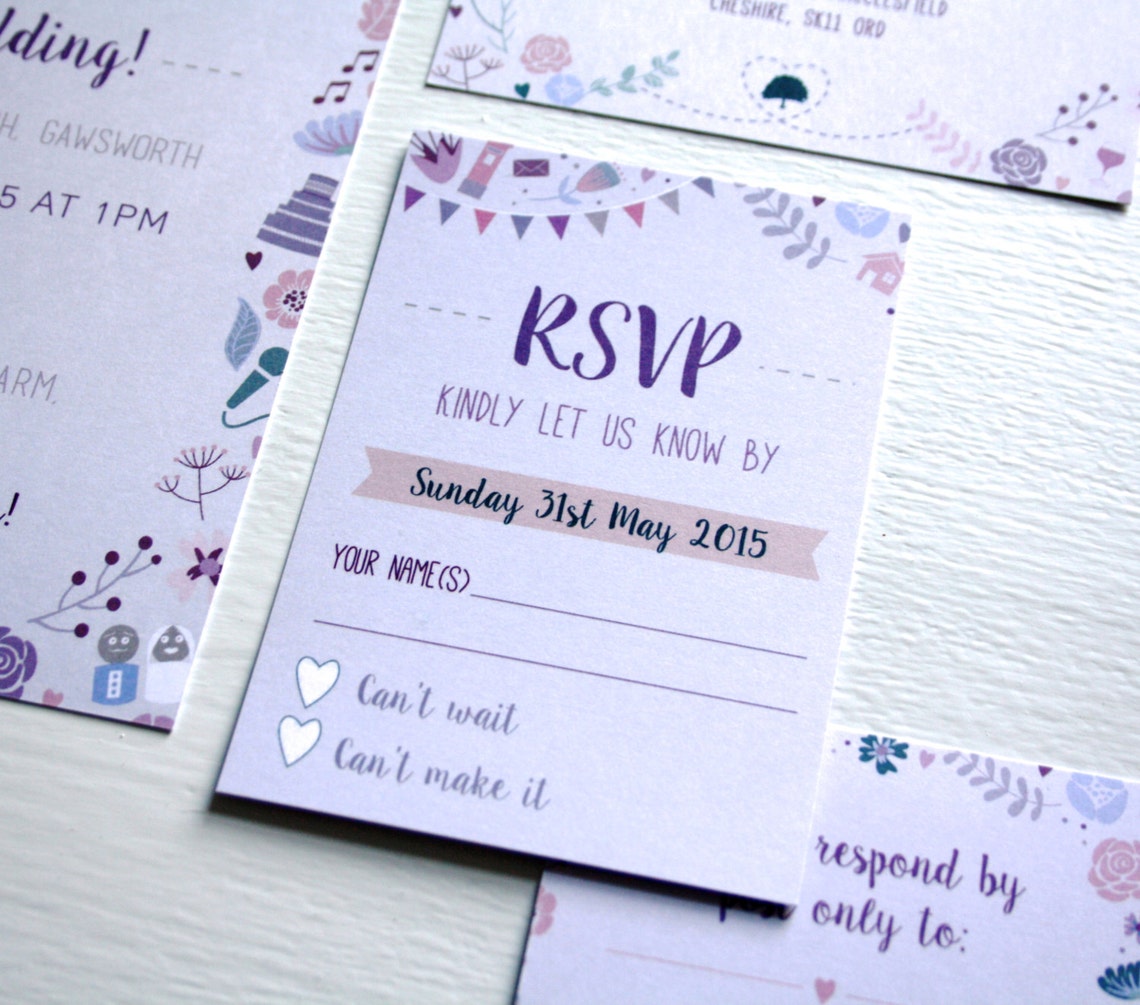 Illustrated Couple Wedding Invitations Personalised Couple - Etsy