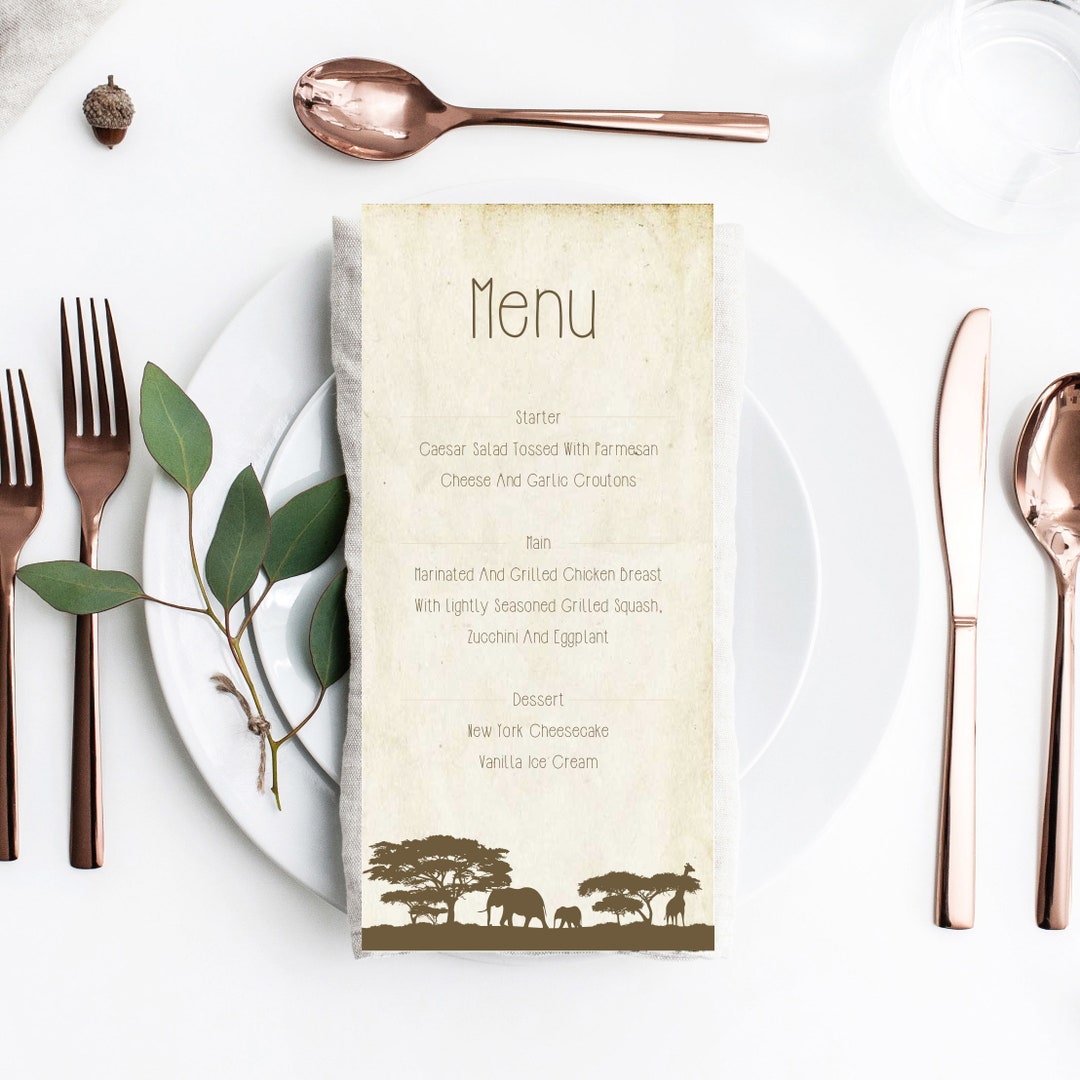 Safari Wedding Menu | Safari Animal Themed Wedding, Zoo Wedding ...