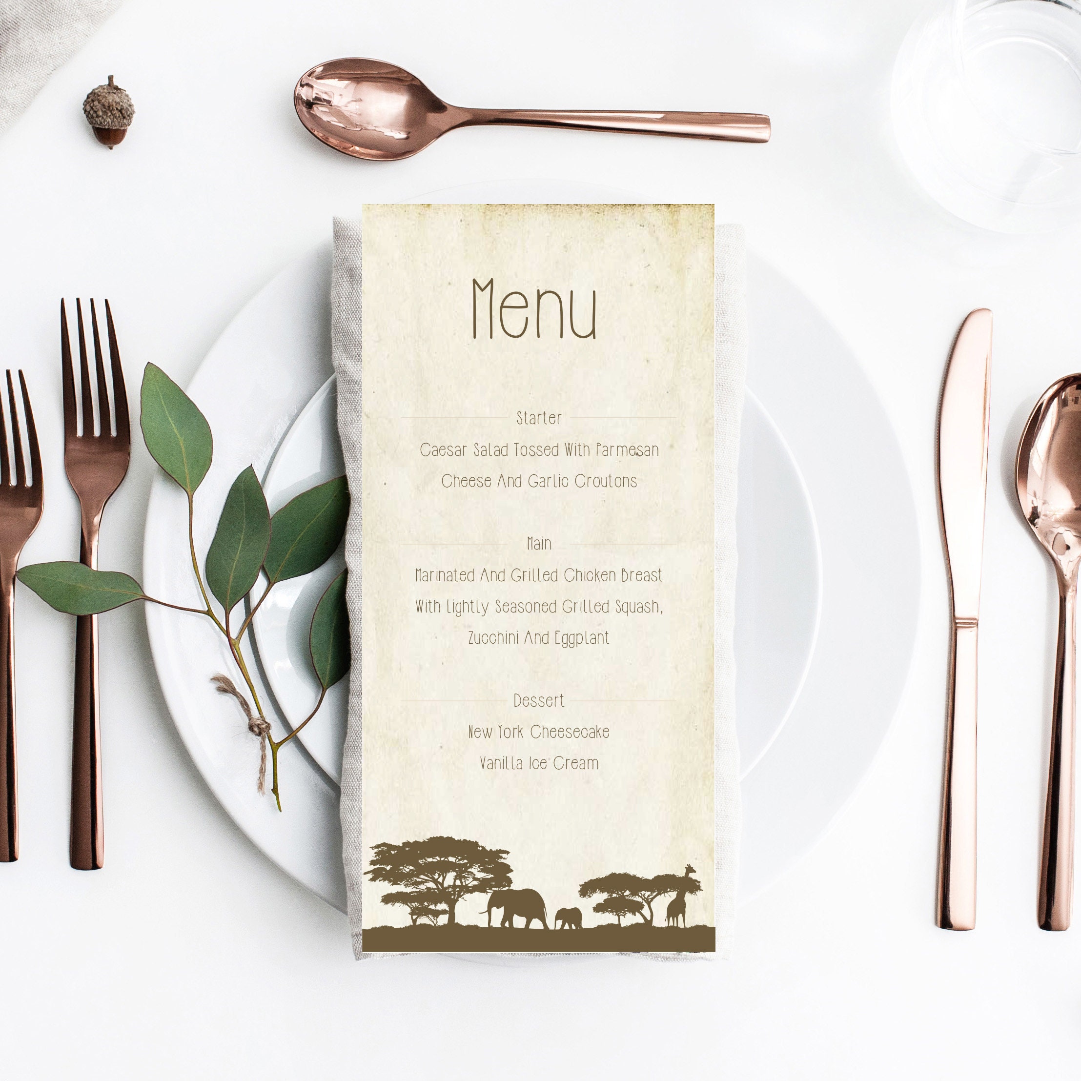 Safari Wedding Menu Safari Animal Themed Wedding Zoo | Etsy