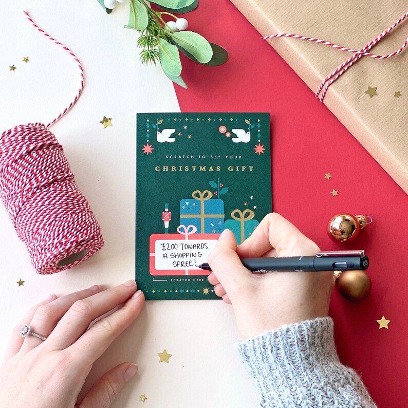 Traditional Christmas Gift Surprise Scratch Card | Christmas Scratch ...