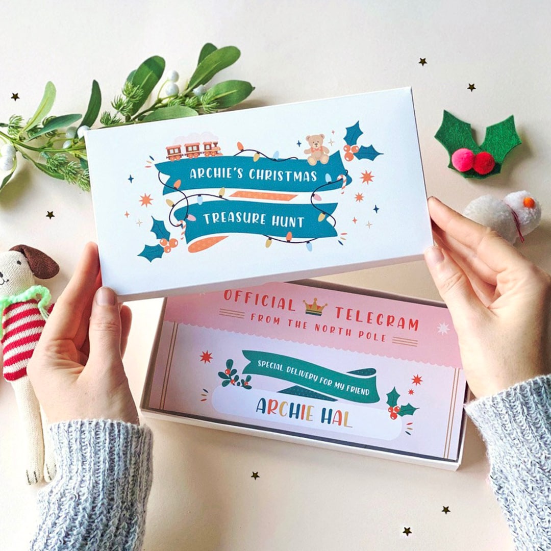 Búsqueda del tesoro de tarjetas rasca y gana de Navidad con carta de ...