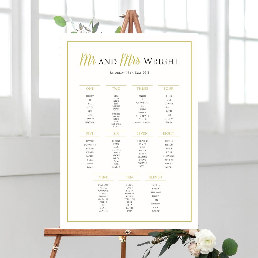 Modern Gold Table Plan | Gold Wedding, Modern Wedding, Table Plan ...