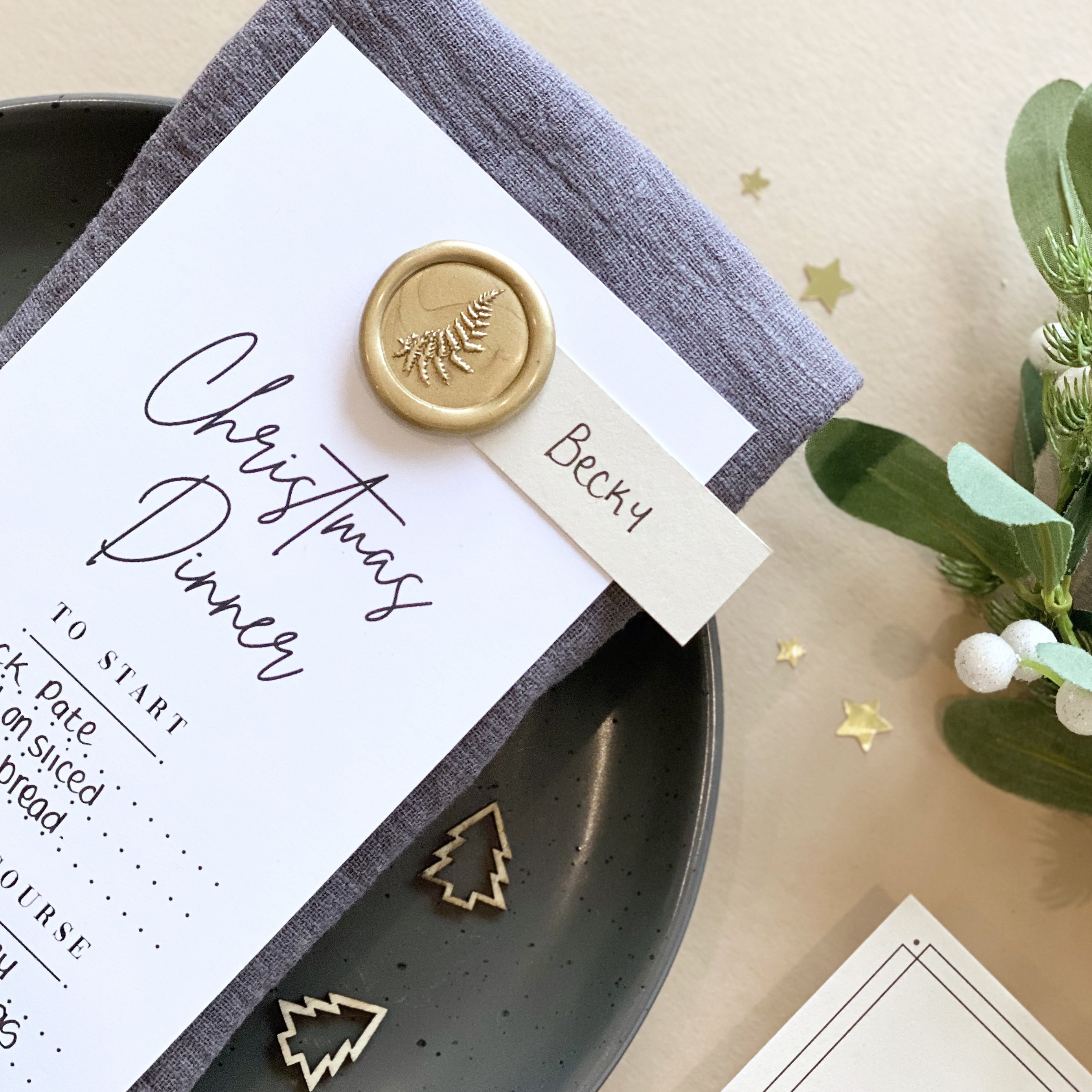 Modern Christmas Menu With Place Card Optional Christmas | Etsy UK