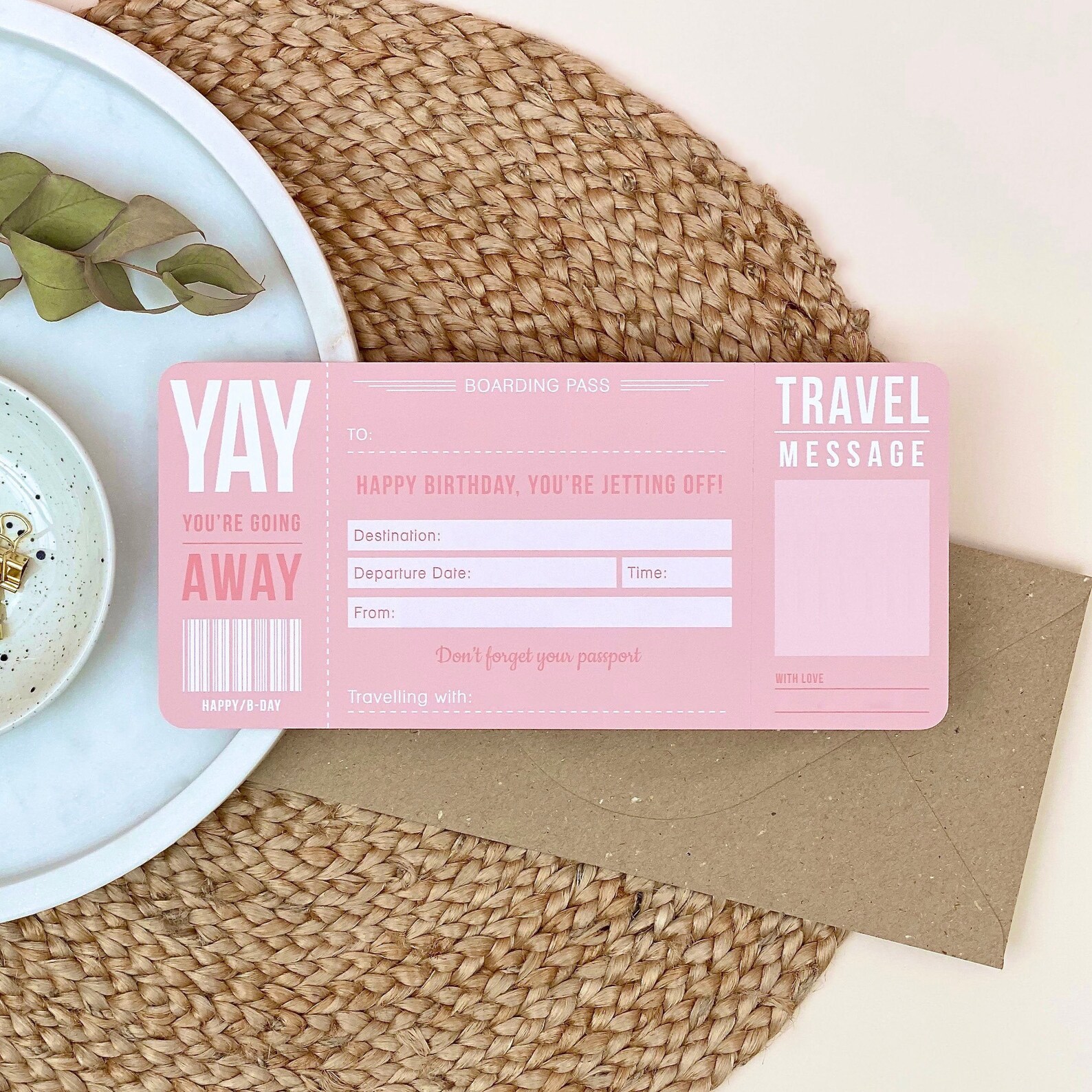 Pink Birthday Boarding Pass With Optional Map Envelope Liner | Etsy