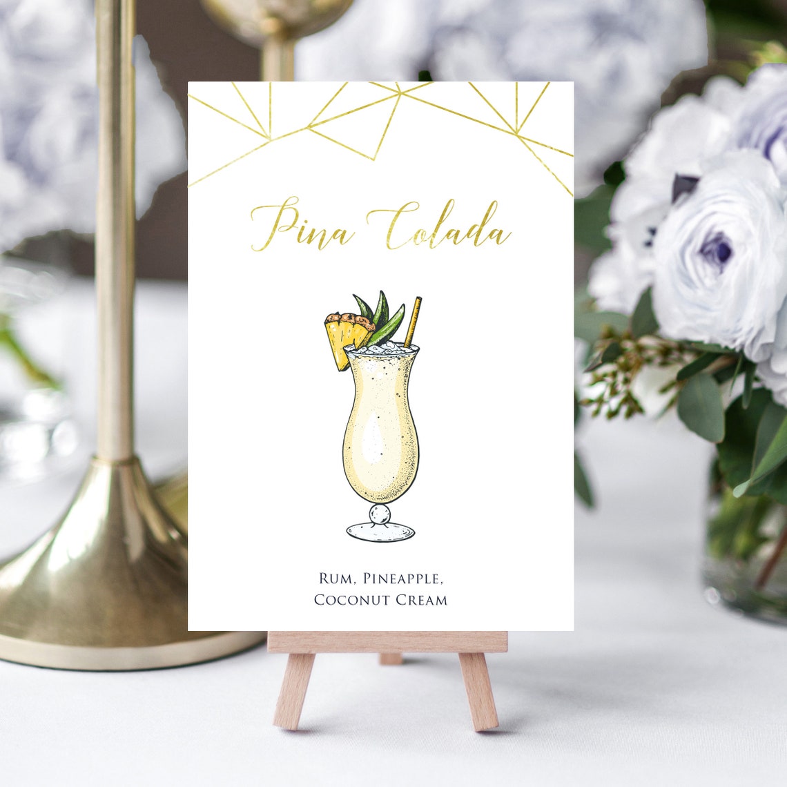 Cocktail Table Names | Gold Foil Table Names, Illustrated Cocktail ...