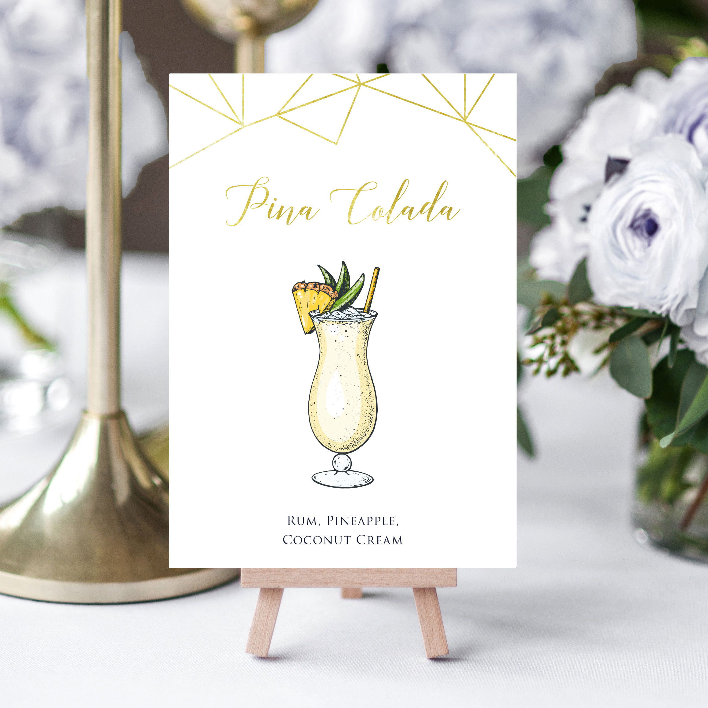 Cocktail Table Names | Gold Foil Table Names, Illustrated Cocktail ...