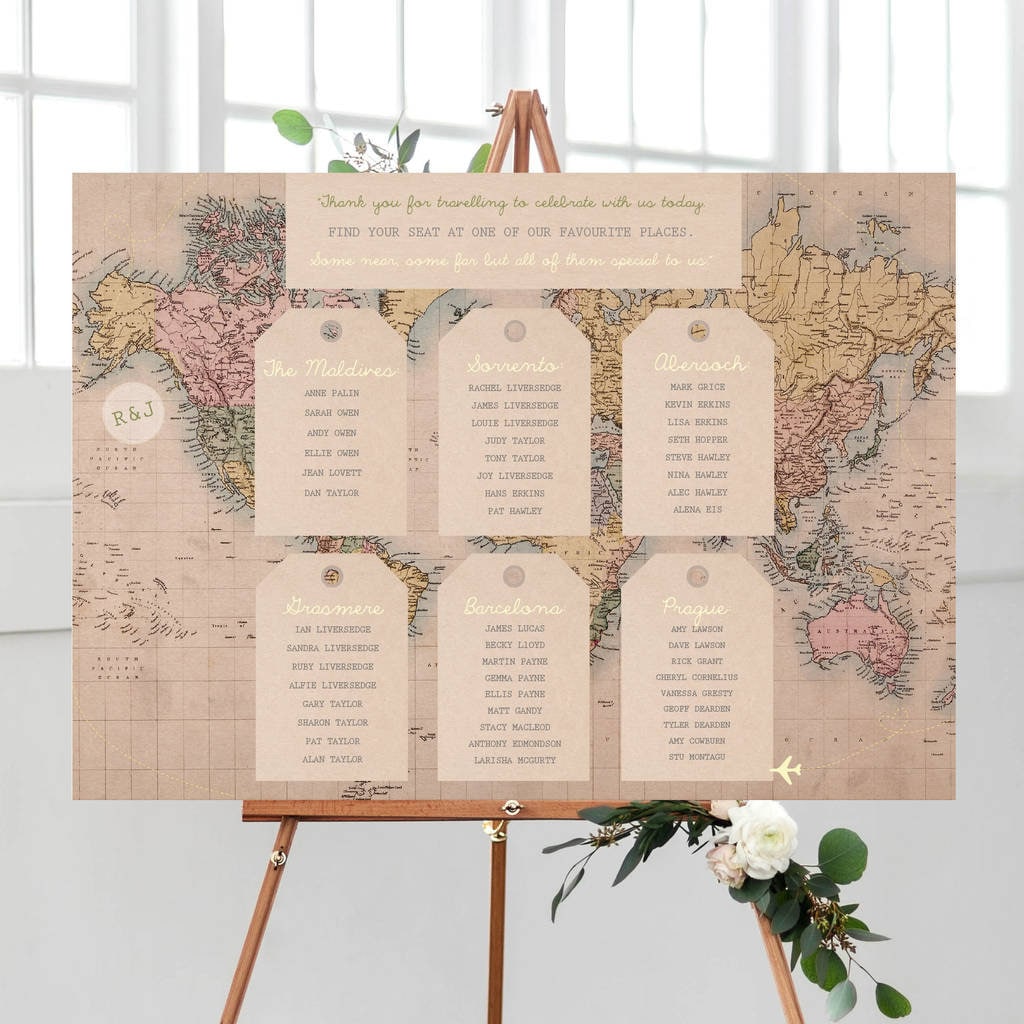 Vintage Travel Map Wedding Welcome Sign Travel Themed | Etsy