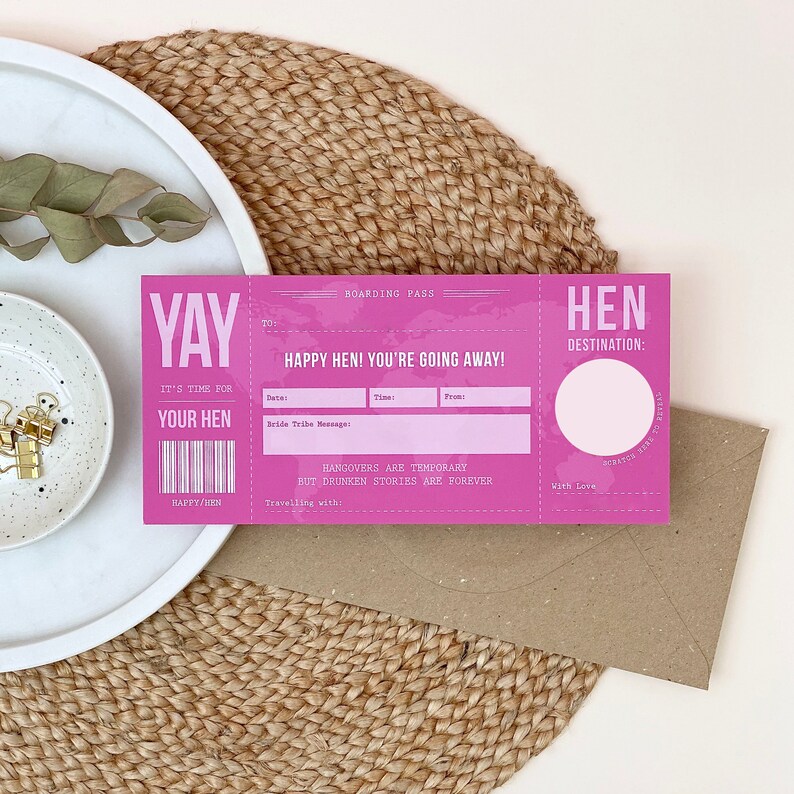 Hen Party Scratch off Boarding Pass | Personalised Abroad Hen Party ...