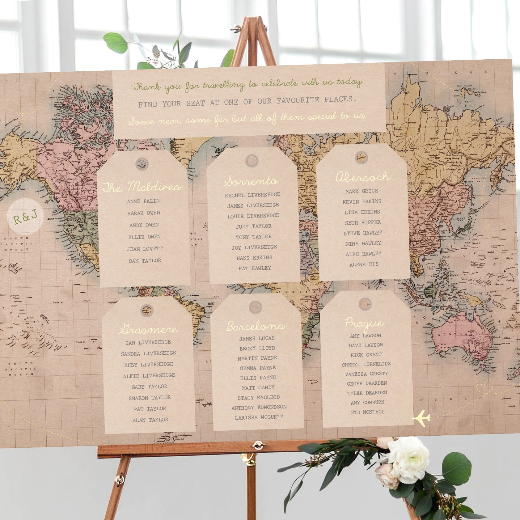 Vintage Travel Map Table Plan | Travel Themed Wedding, Abroad Wedding ...