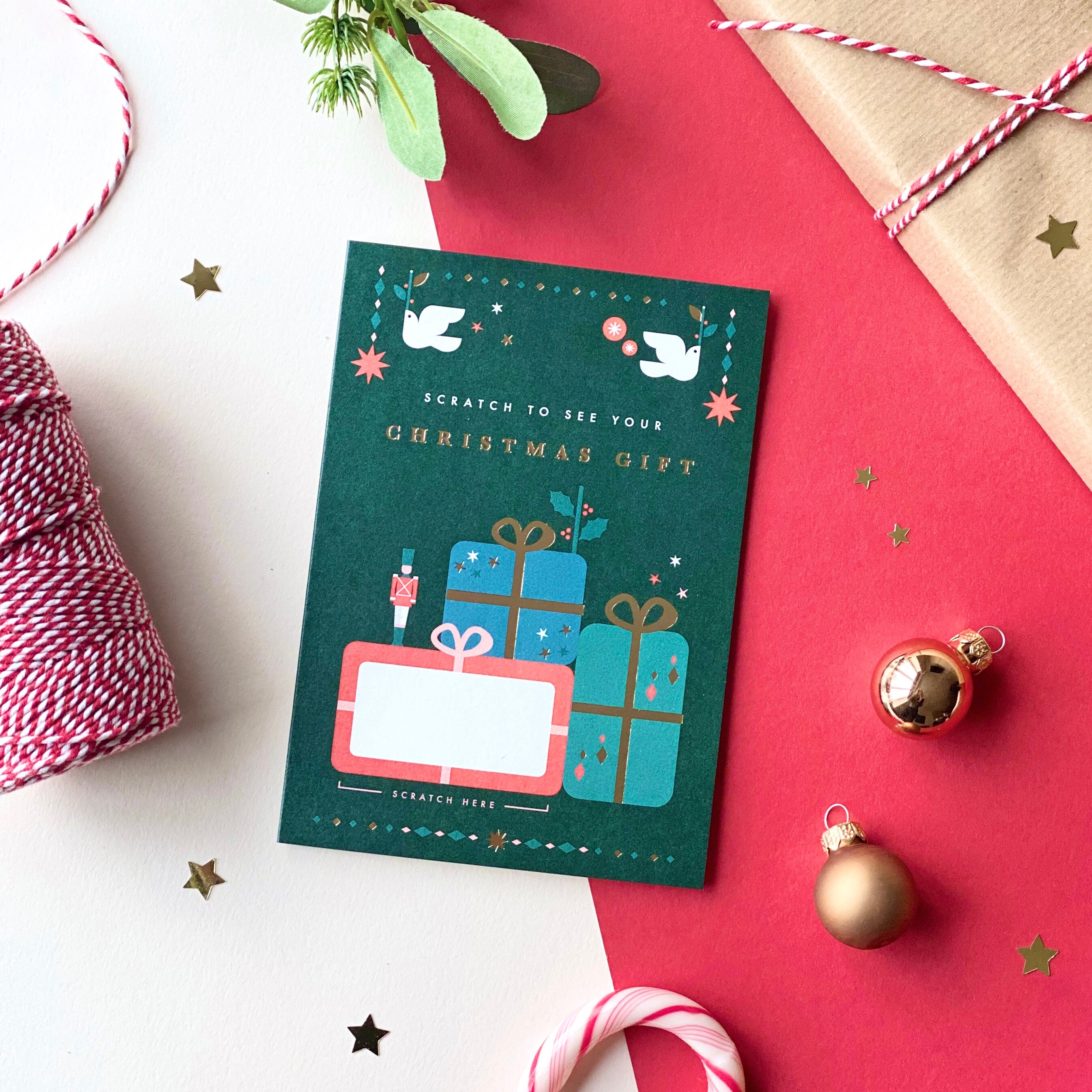 Traditional Christmas Gift Surprise Scratch Card | Christmas Scratch ...