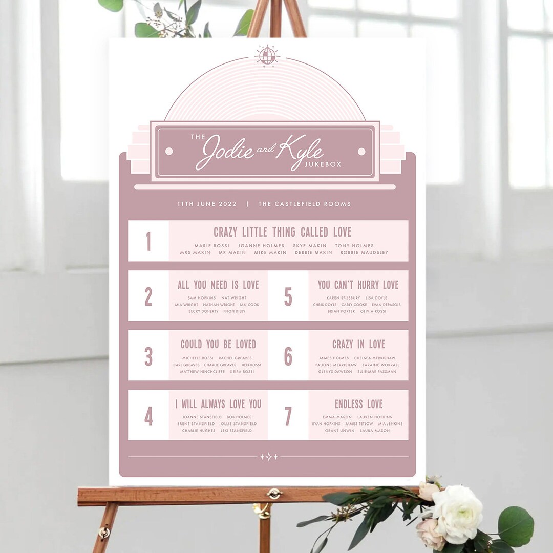Retro Jukebox Vinyl Record Table Plan | Music Table Plan, Jukebox Table ...