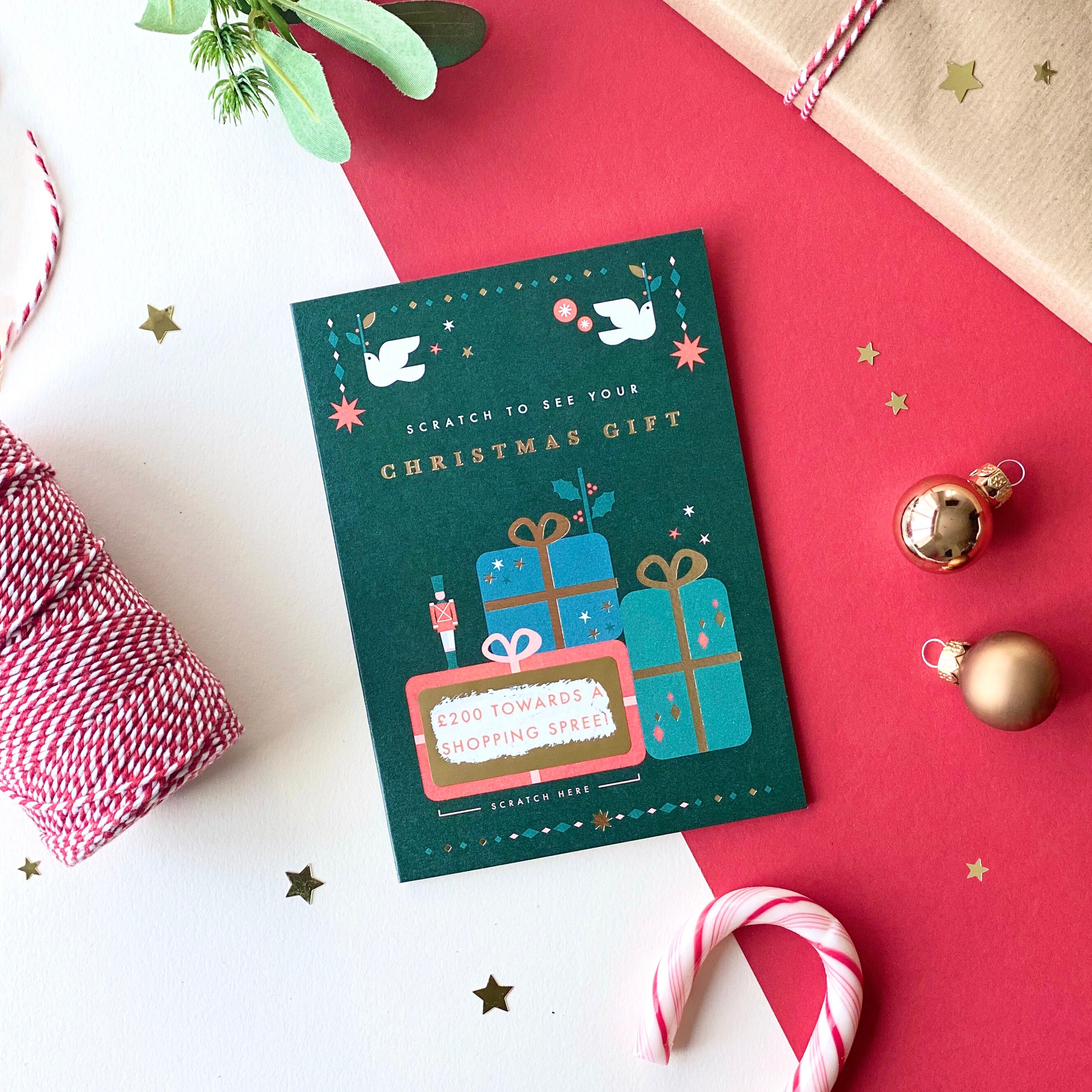 Traditional Christmas Gift Surprise Scratch Card | Christmas Scratch ...