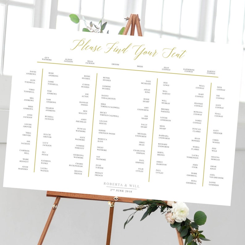 Elegant Gold Table Plan Elegant Calligraphy Table Plan - Etsy UK