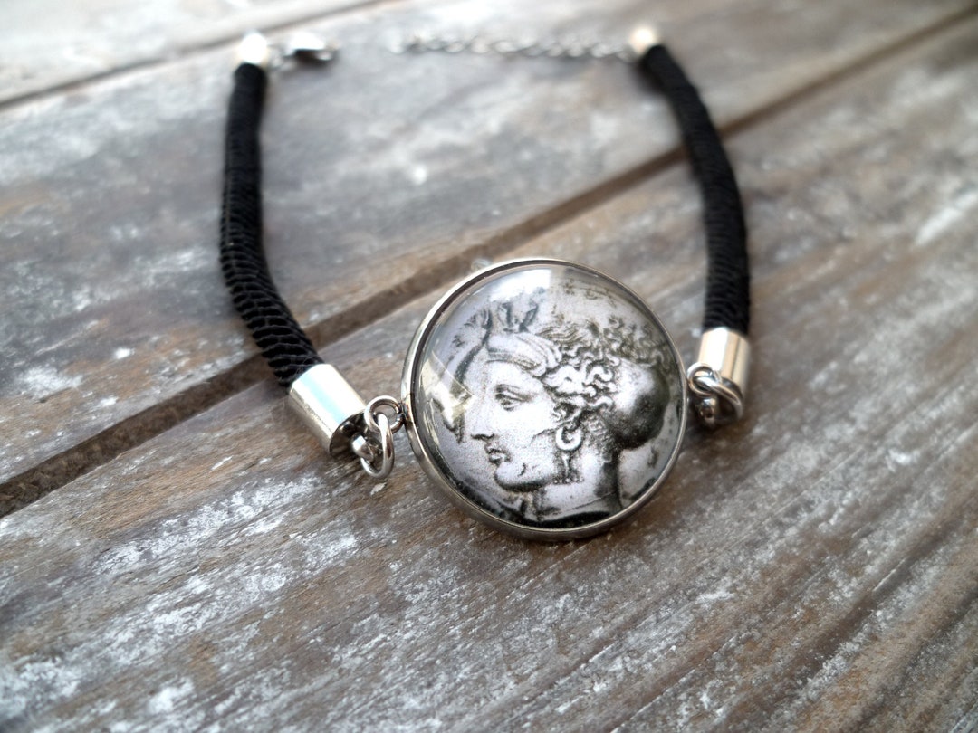 Greek Goddess Bracelet With Coin's Image, Sea Lovers, Stainless Steel ...