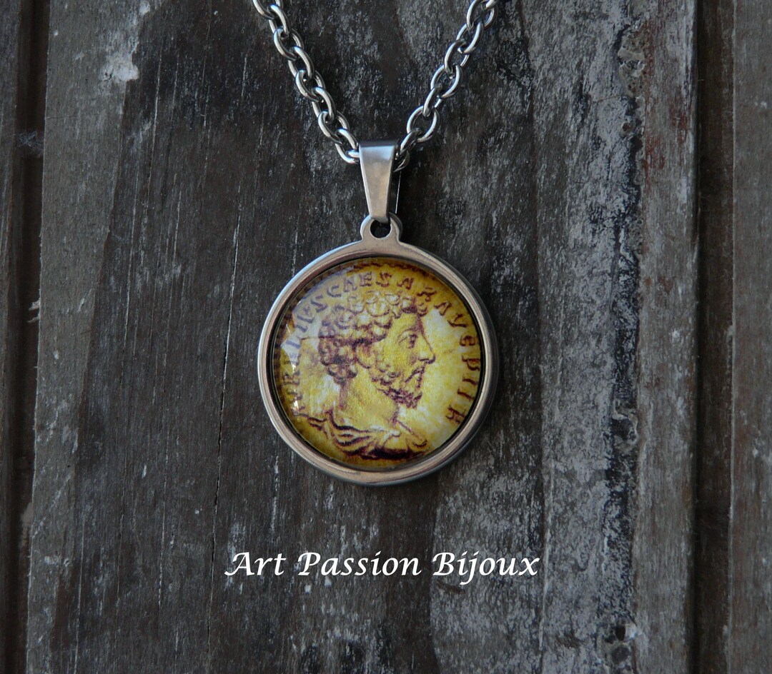 Roman Coin Image Necklace Marcus Aurelius Rome Empire - Etsy