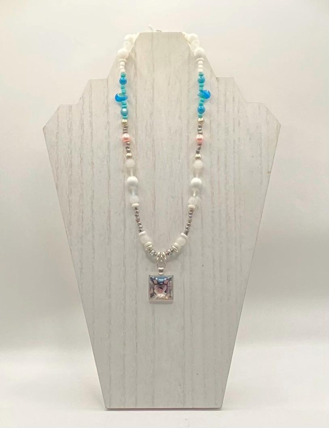 Hippy Pig Pendant 18” Hand Beaded Necklace/the Pendant is a Print of My ...