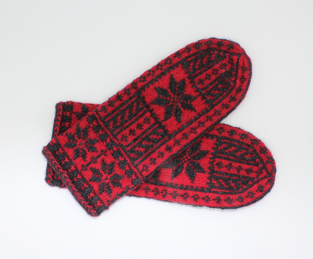 Women's Hand Knit Scandinavian Mittens, Size M/L - Etsy