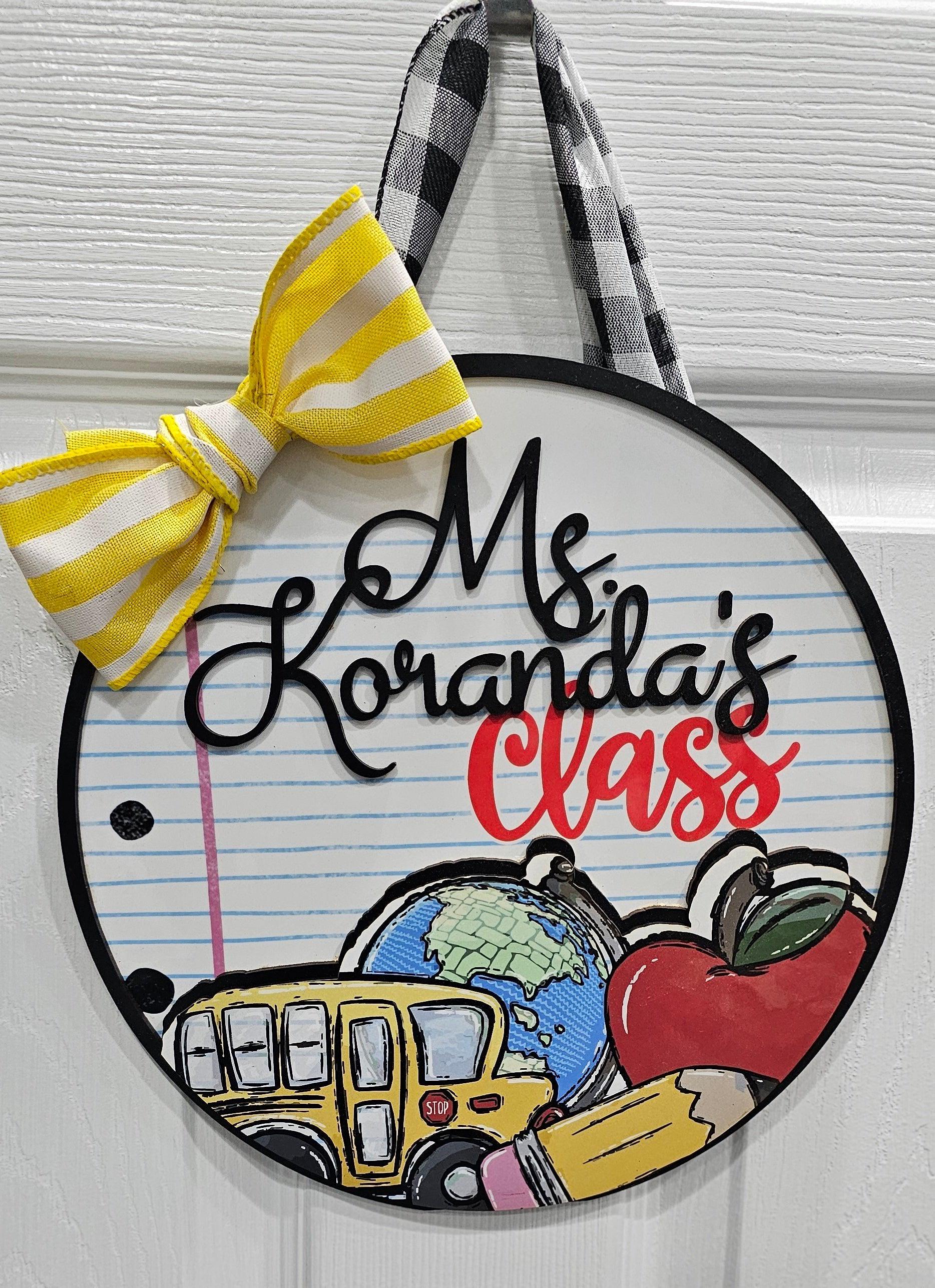 Personalized Teacher Round Door Hanger, School, Classroom, Door Hanger ...