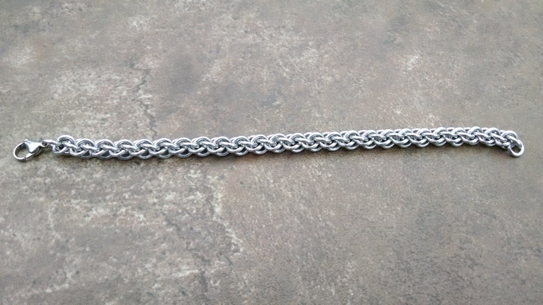 Anklet in JPL3 jens Pind Linkage 3 Weave Silver Chainmaille Fine Gauge ...