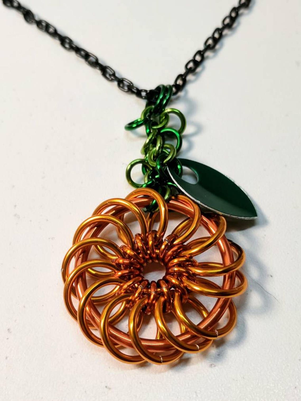 Pumpkin Chainmaille Pendant With Chain - Etsy