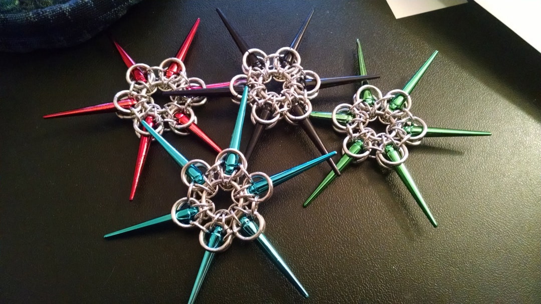 Spike Star Ornament in Aluminum Chainmaille With Acrylic Spikes - Etsy