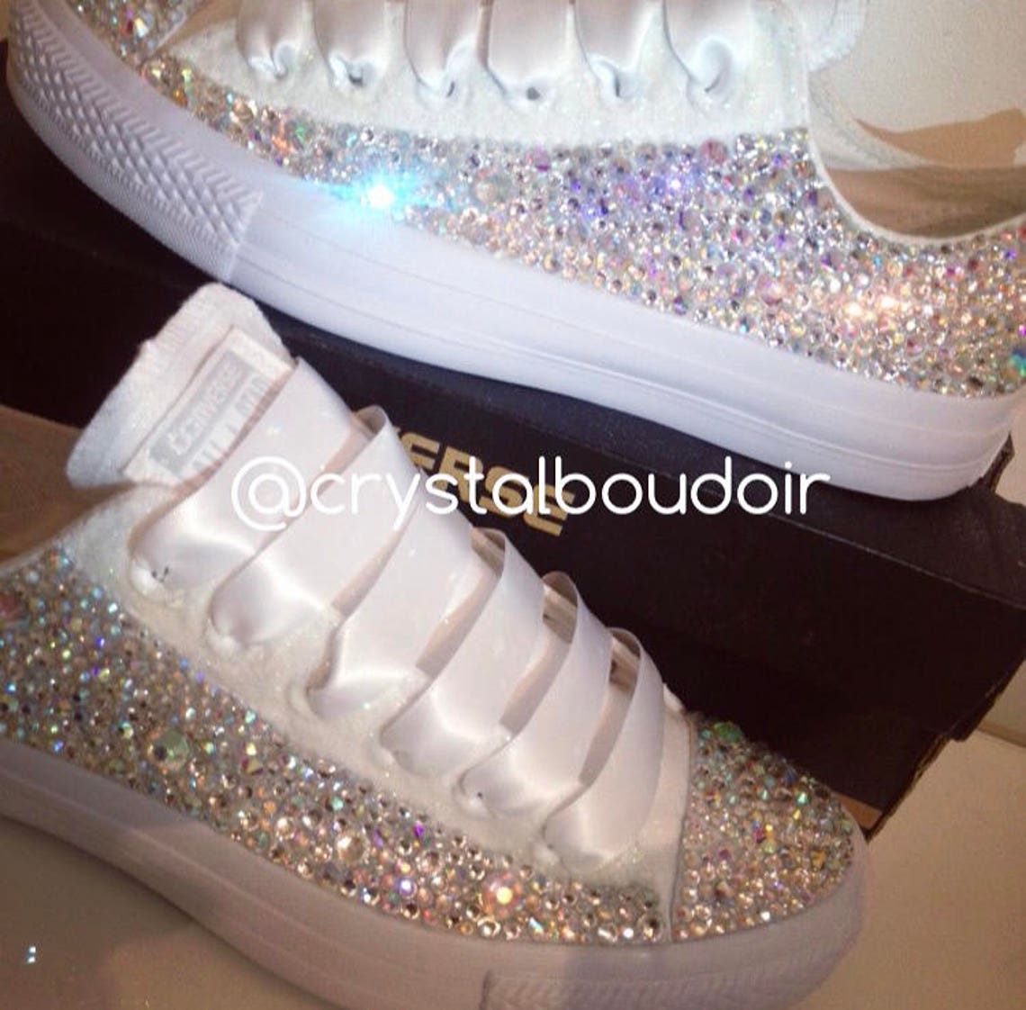 Custom Crystallised Fully Covered Converse Mono's | Etsy