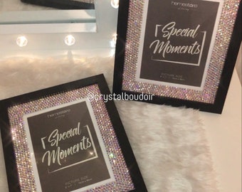 Bling Diamond/silver Frame Hand Placed Photo Frames. Bedazzled Frame ...