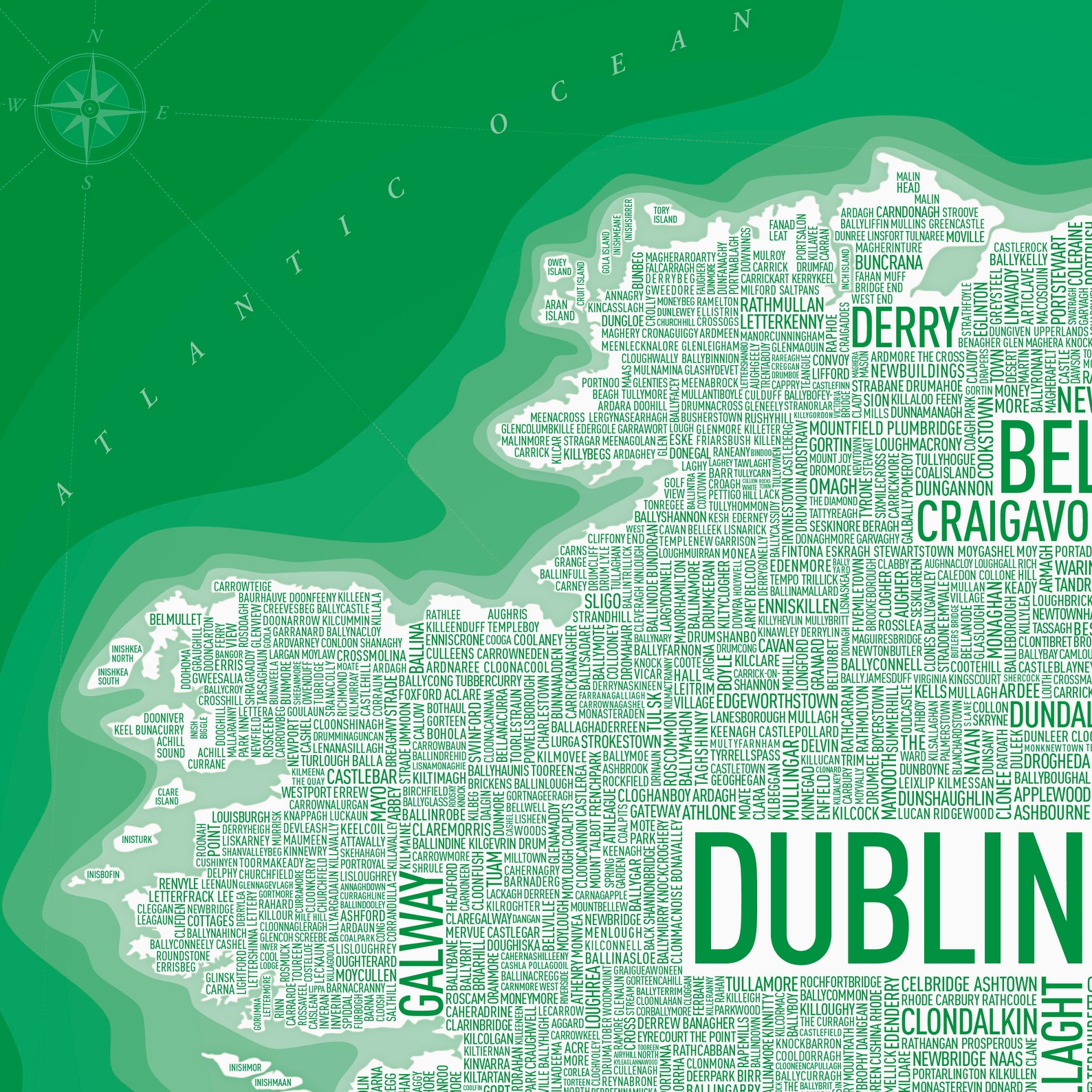 Ireland Text Map – Digital Download – Many Colours Available - Etsy