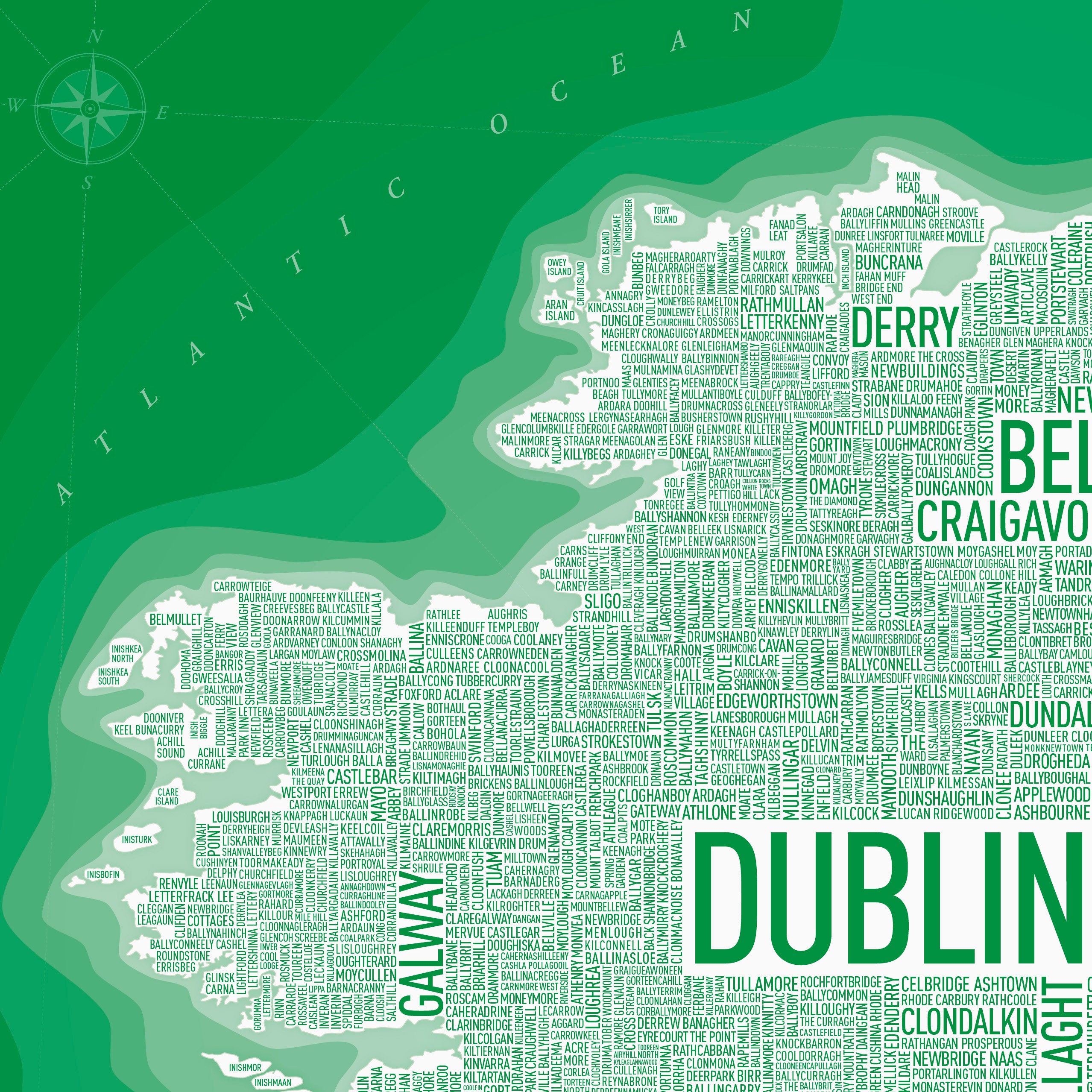 Ireland Text Map – Digital Download – Many Colours Available - Etsy