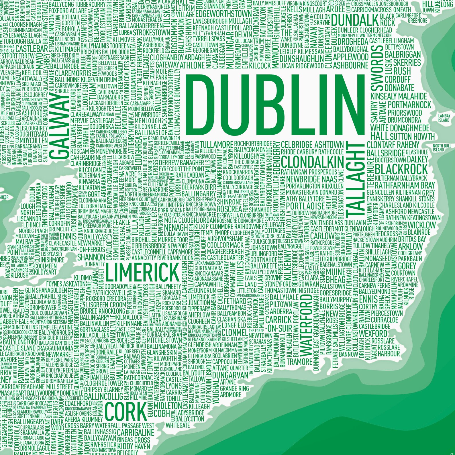 Ireland Text Map – Digital Download – Many Colours Available - Etsy
