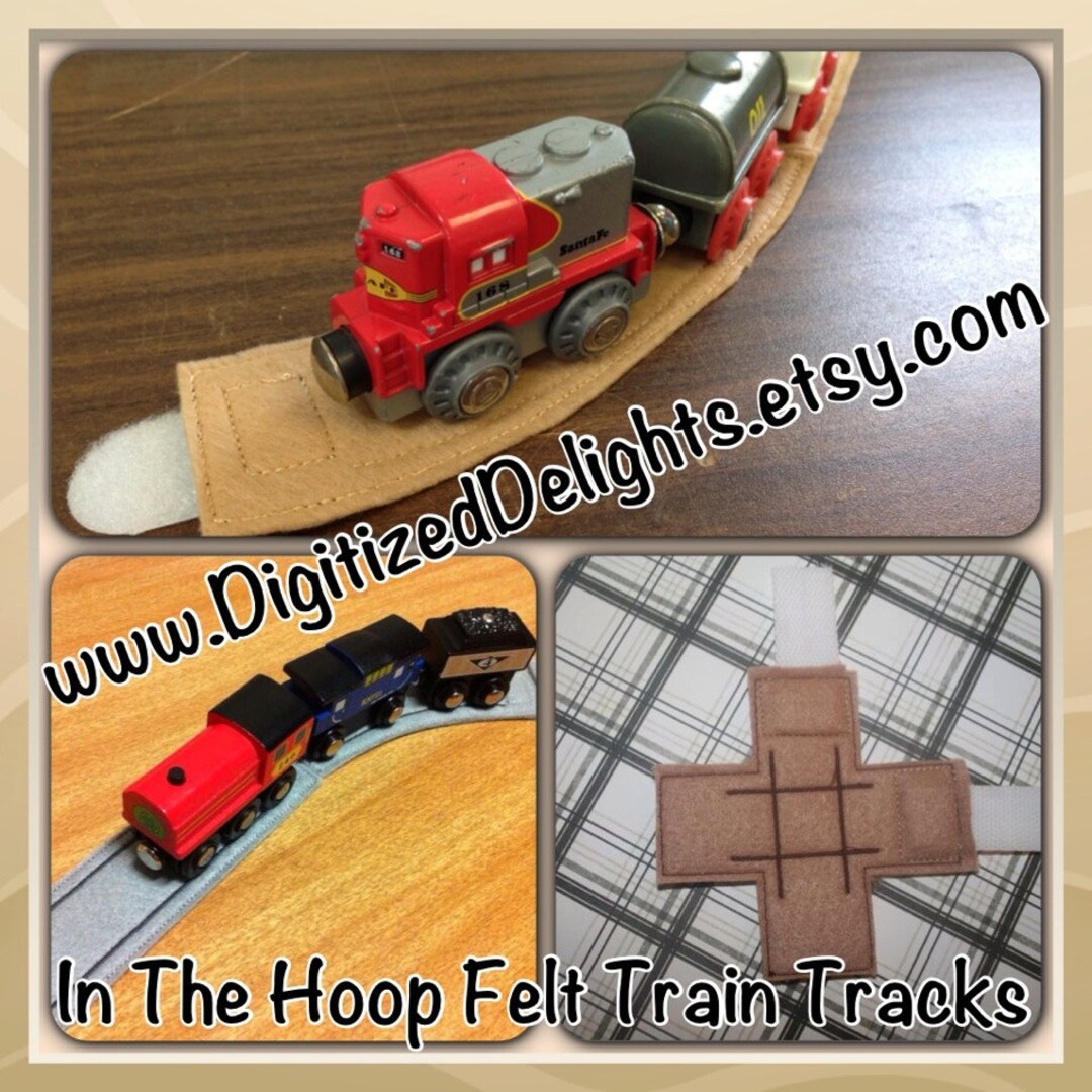 Felt in the Hoop Toy Train Tracks 5x7 and Split Embroidery Design ...