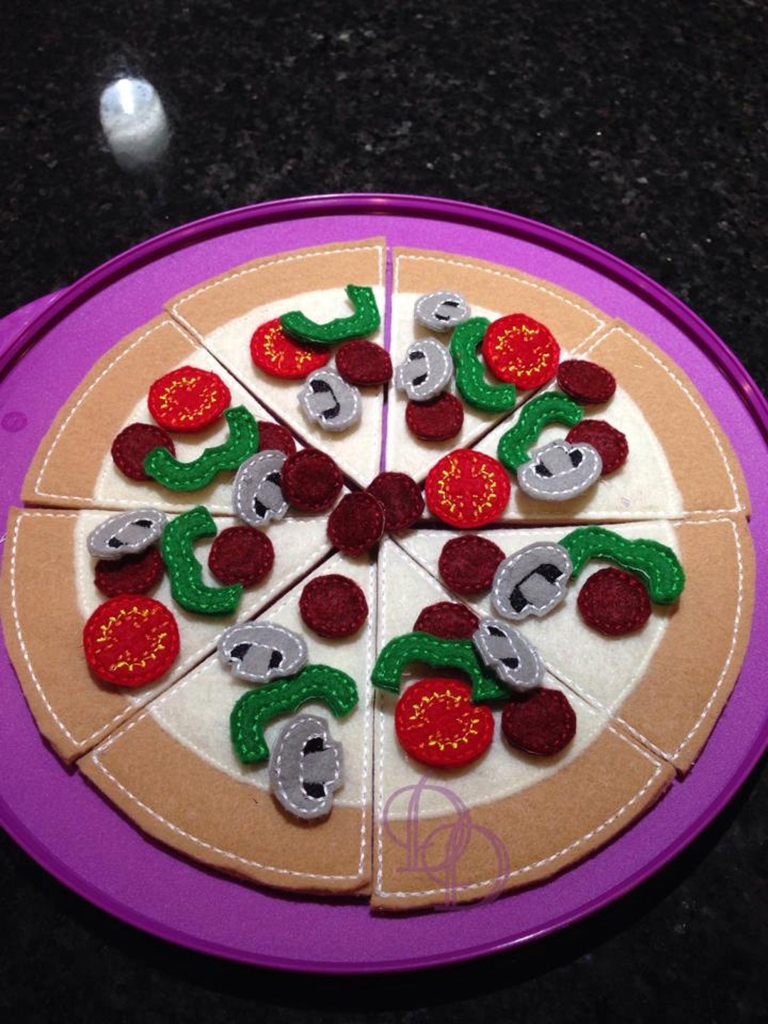 Pizza and Toppings Embroidery ITH Design With PDF Tutorial - Etsy