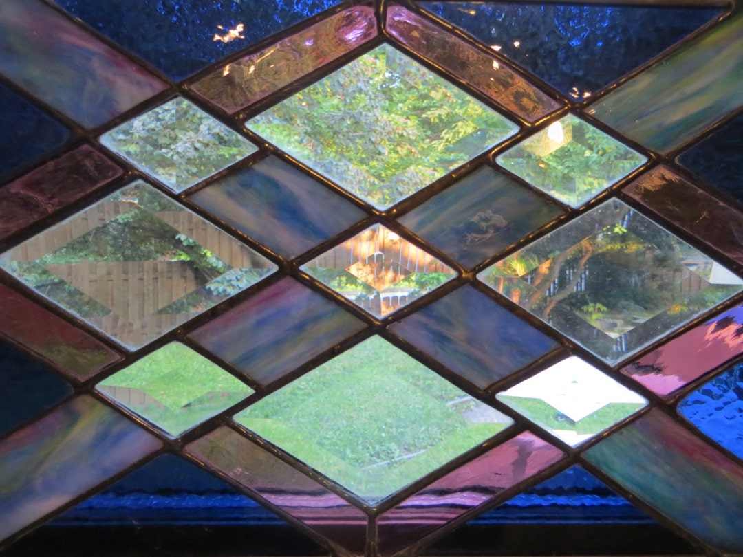 Purple Diamond Glass Panel With Bevels - Etsy