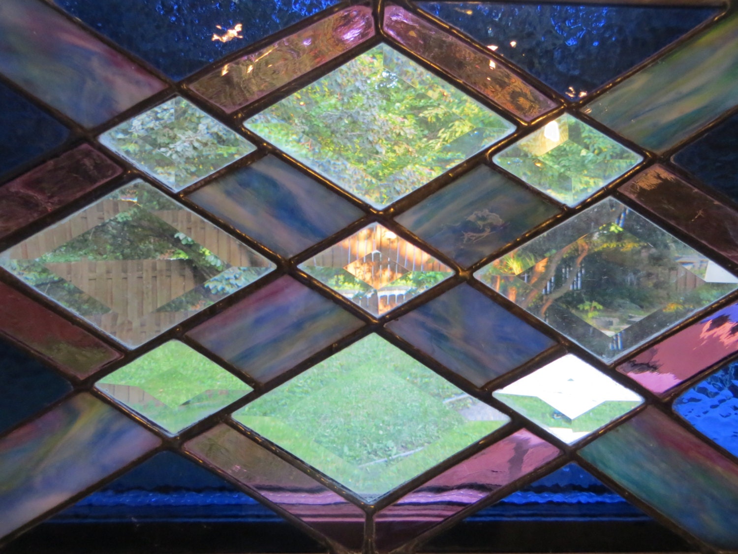 Purple Diamond Glass Panel With Bevels - Etsy