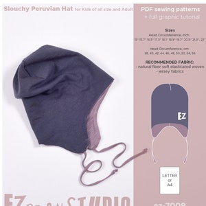 Slouchy Peruvian Hat PDF Sewing Pattern for Child/teen/adult | Etsy