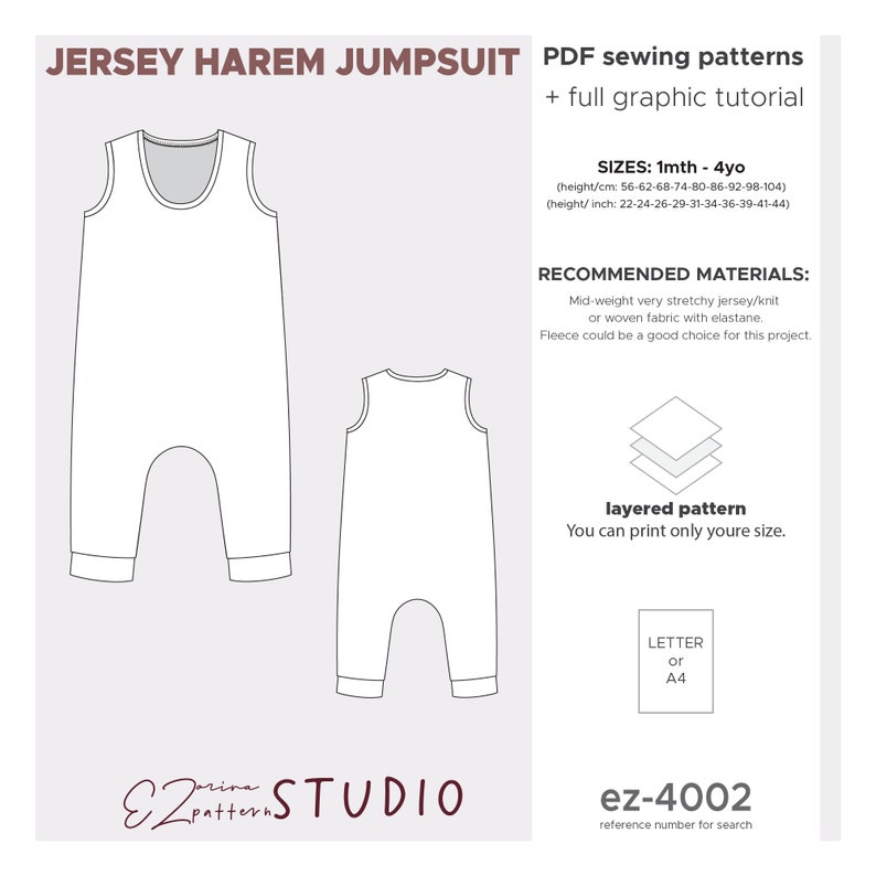 JERSEY Jumpsuit Sewing PDF Pattern for Baby/toddler // Kids - Etsy