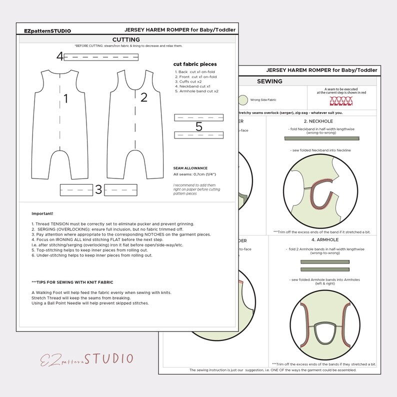 JERSEY Jumpsuit Sewing PDF Pattern for Baby/toddler // Kids - Etsy