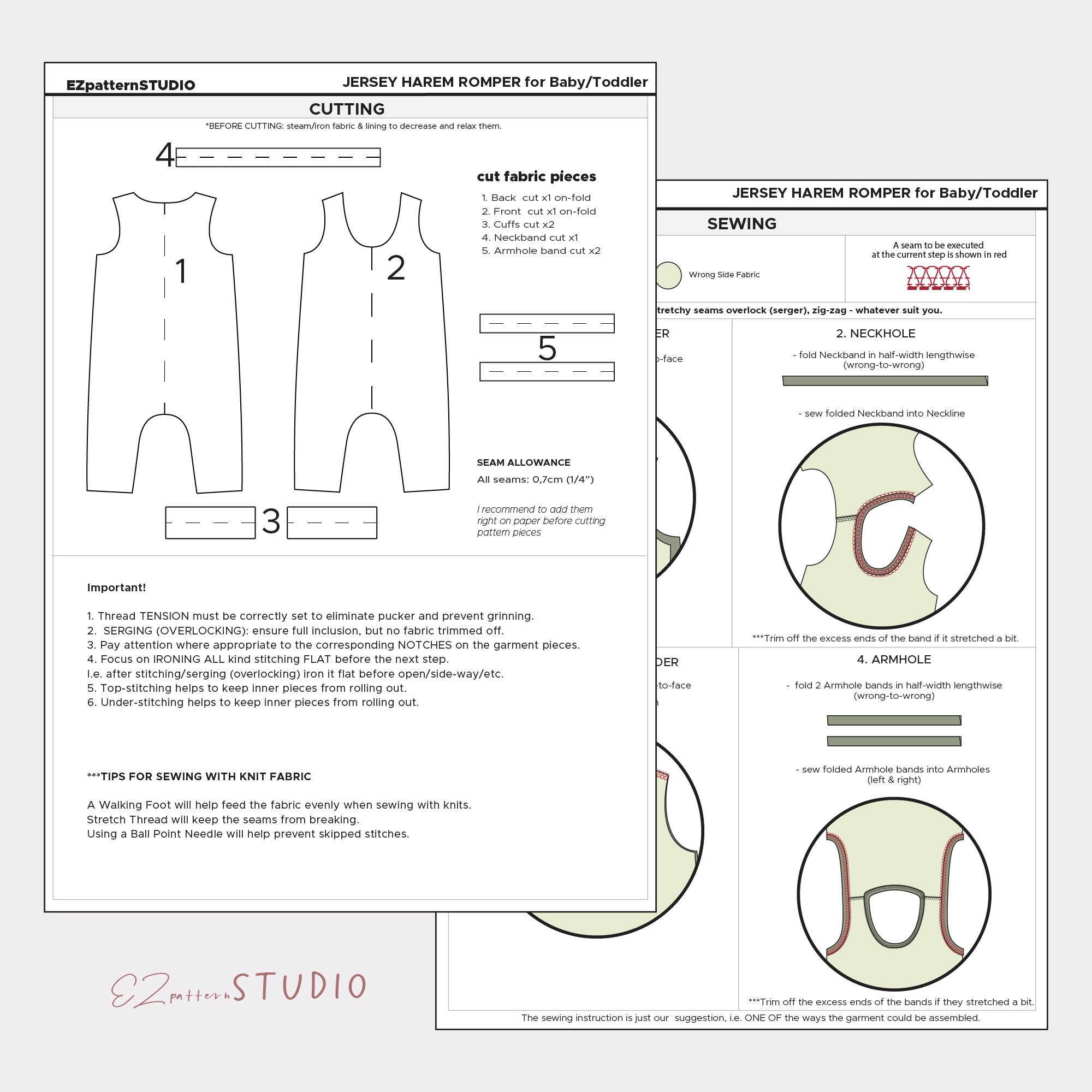 JERSEY Jumpsuit Sewing PDF Pattern for Baby/toddler // Kids Toddler 1 3 ...