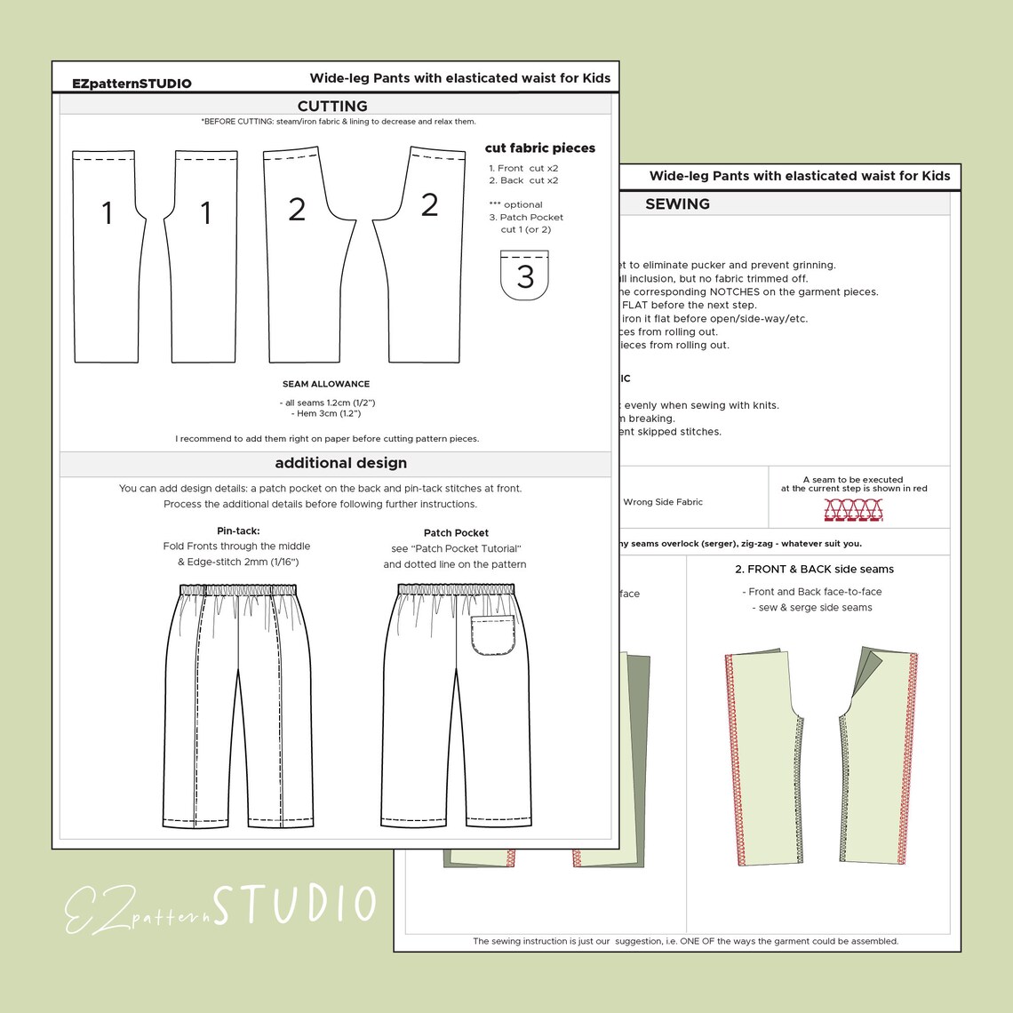 Wide-leg Pants PDF Sewing Pattern for Kids/ 5yo 6yo 7yo - Etsy