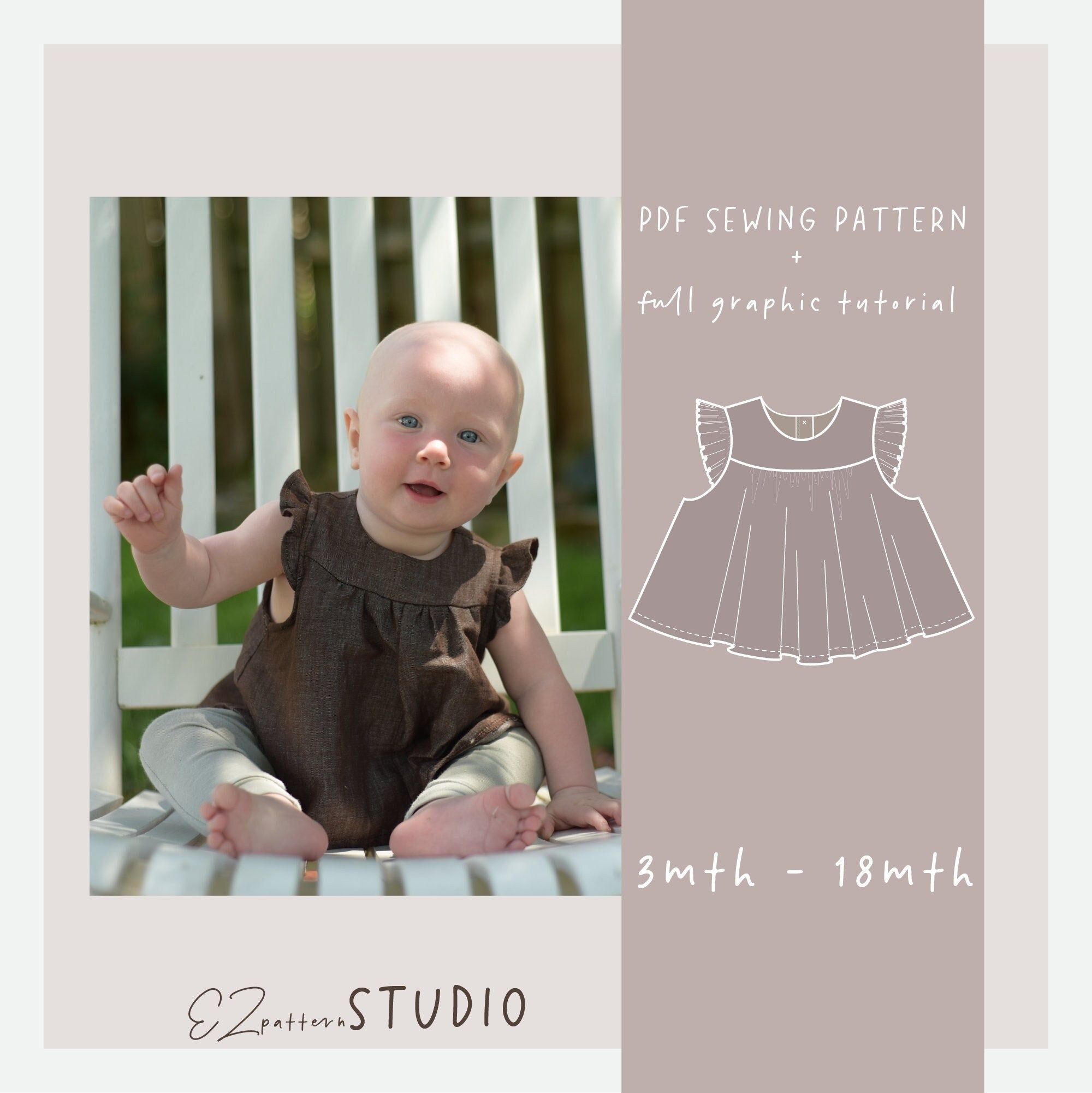 Top With Angel Wings and Yoke PDF Sewing Pattern for Baby/toddler /3mth ...
